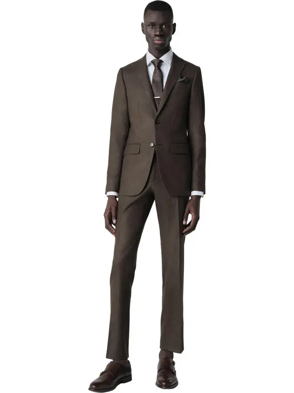 INDOCHINO Mezzana Wide Twill Flannel Suit - Olive