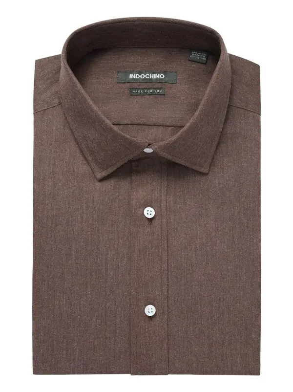 INDOCHINO Jeffery Melange Herringbone Shirt - Brown