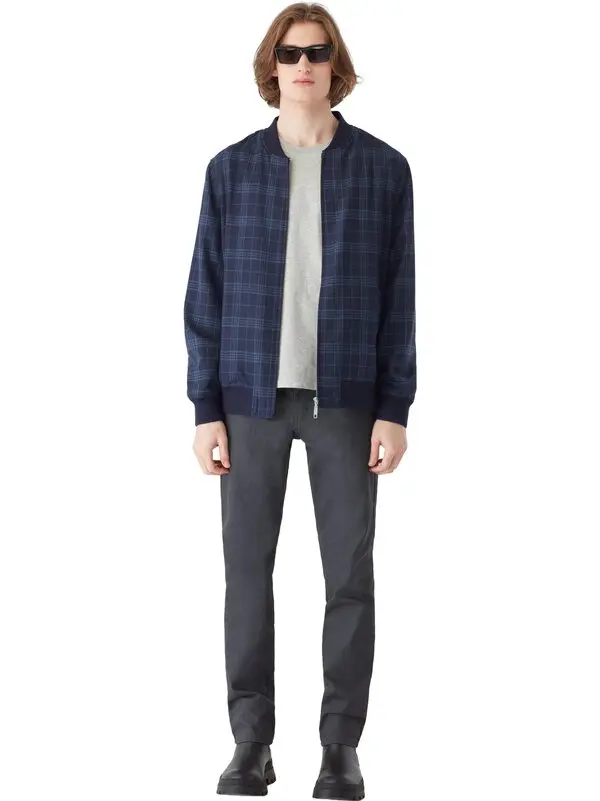 INDOCHINO Kingscourt Basketweave Plaid Bomber Jacket - Navy