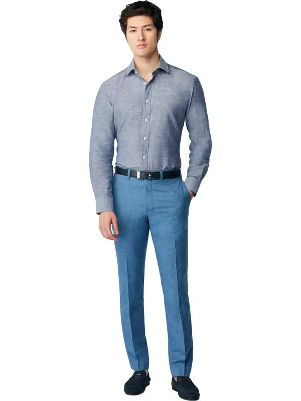 INDOCHINO Montella Wool Cotton Silk Pants - Blue