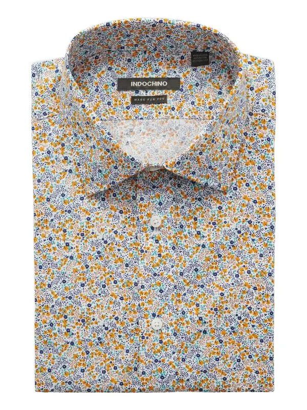 INDOCHINO Jacob Micro Floral Amber Shirt - Orange