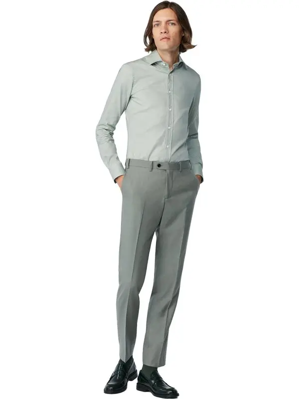 INDOCHINO Hoxton Wool Silk Flannel Trousers - Green