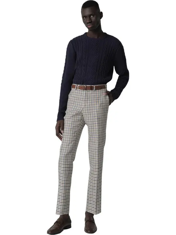 INDOCHINO Custom Tailored Murlo Check Plaid Pants - Navy