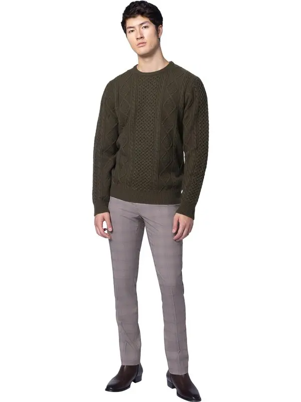INDOCHINO Cable Knit Crew Neck Sweater - Olive