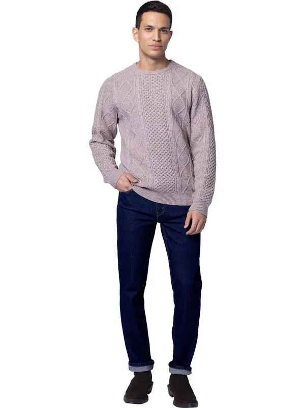 INDOCHINO Cable Knit Crew Neck Sweater Shirt - Sand