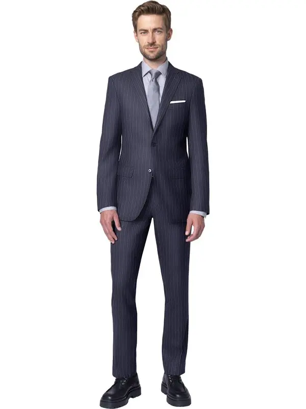 INDOCHINO Harrogate Chalk Stripe Charcoal Suit - Gray