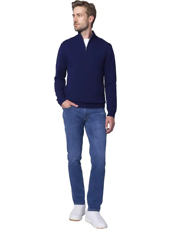INDOCHINO Quarter Zip Knit Sweater - Navy
