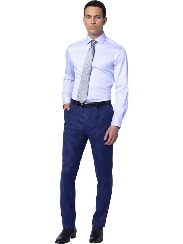 INDOCHINO Harrogate Chalk Stripe Tailored Wool-cashmere Pants - Navy