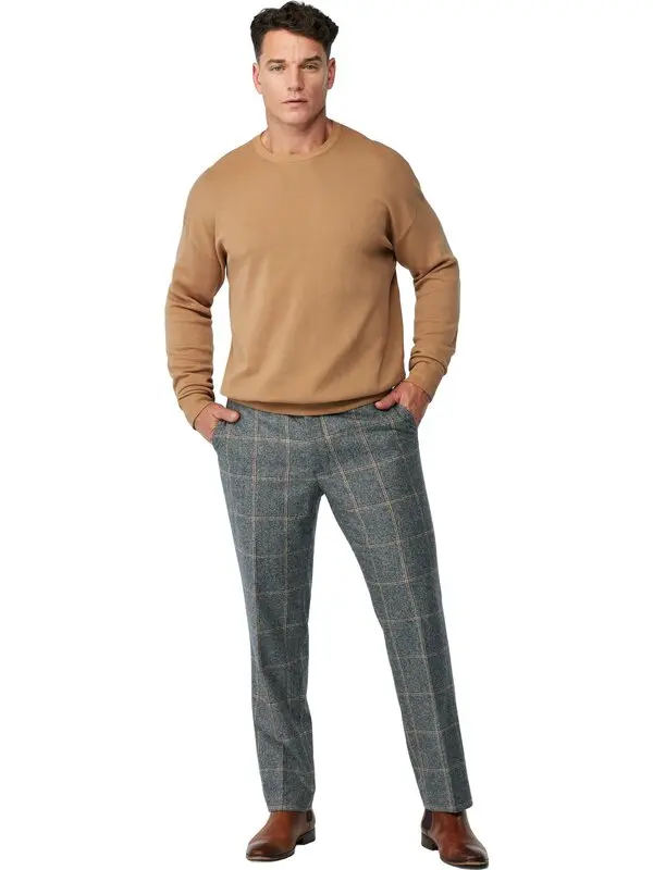 INDOCHINO Molveno Check Wool Pants - Gray