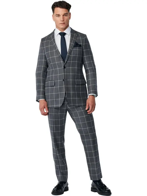 INDOCHINO Durham Windowpane Dark Blazer - Gray