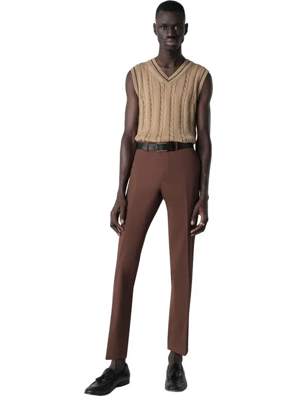 INDOCHINO Howell Wool Stretch Tailored Trousers - Brown