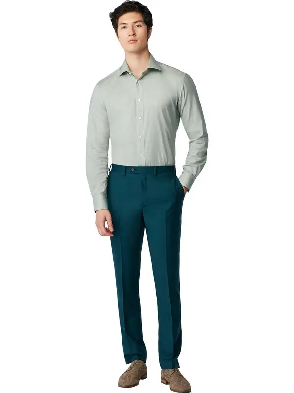 INDOCHINO Hamilton Sharkskin Tailored Wool/mohair Trousers - Teal