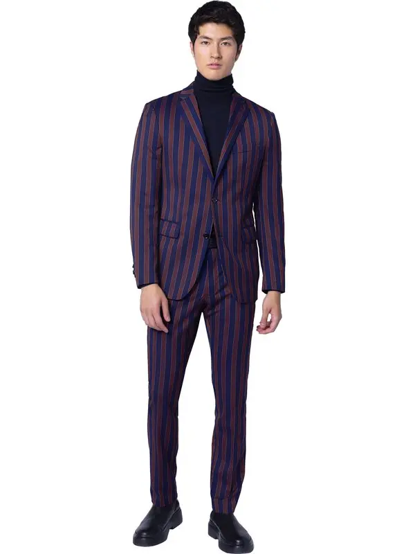 INDOCHINO Java Stripe And Tobacco Suit - Navy