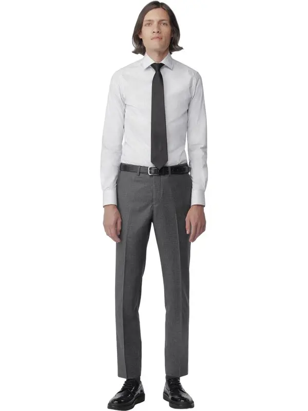 INDOCHINO Motta Basketweave Charcoal Wool Trousers - Gray