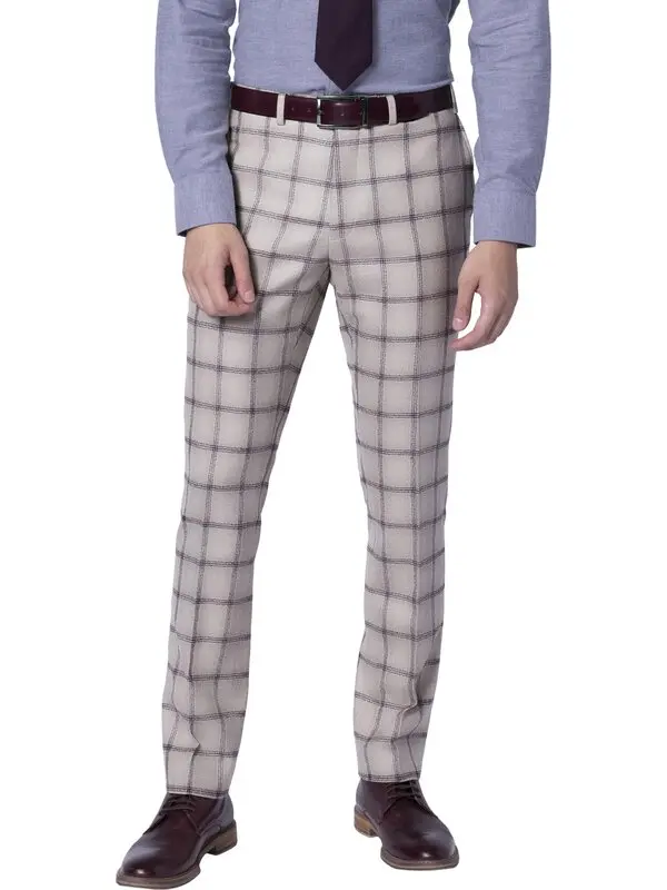 INDOCHINO Magliano Check Tailored Wool Pants - Cream