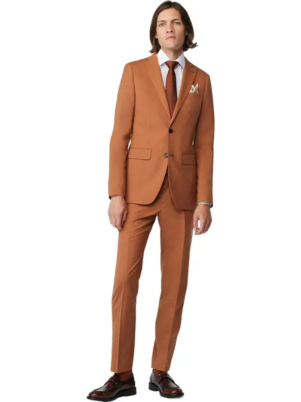 INDOCHINO Norwich Wool Stretch Rust Suit - Brown