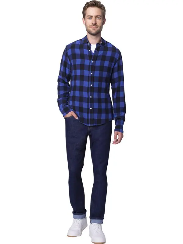 INDOCHINO Jackson Buffalo Flannel Casual Shirt - Blue