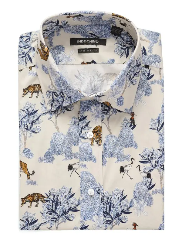 INDOCHINO Langford Animal Ink Print Shirt - Ivory