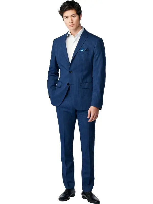 INDOCHINO Howell Wool Stretch Fineline Blazer - Blue