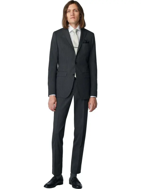 INDOCHINO Howell Wool Stretch Fineline Charcoal Suit - Gray