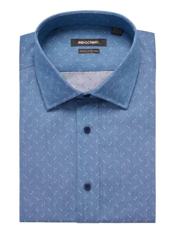 INDOCHINO Lea Floral Print Washed Shirt - Blue