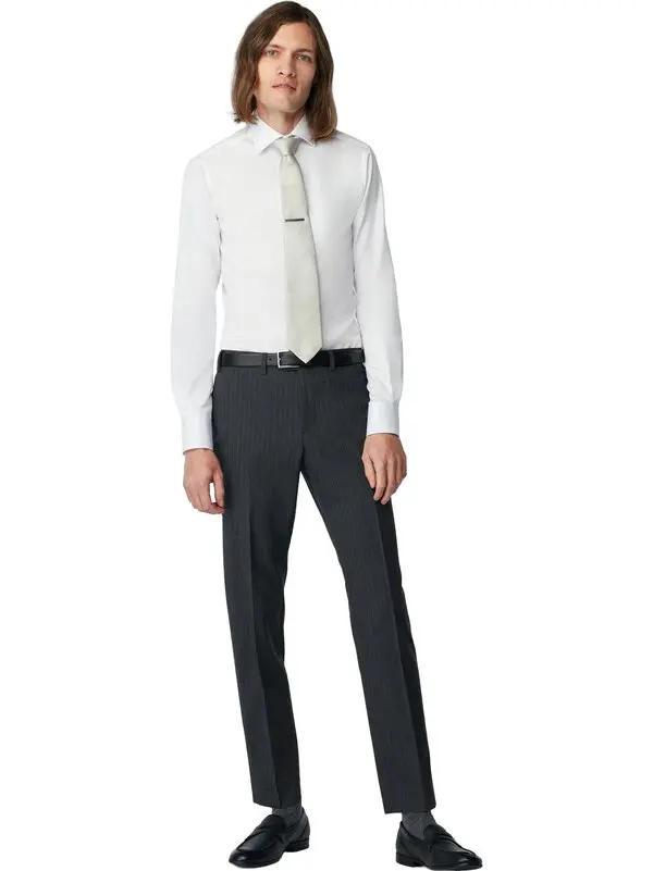 INDOCHINO Howell Wool Stretch Fineline Charcoal Pants - Gray