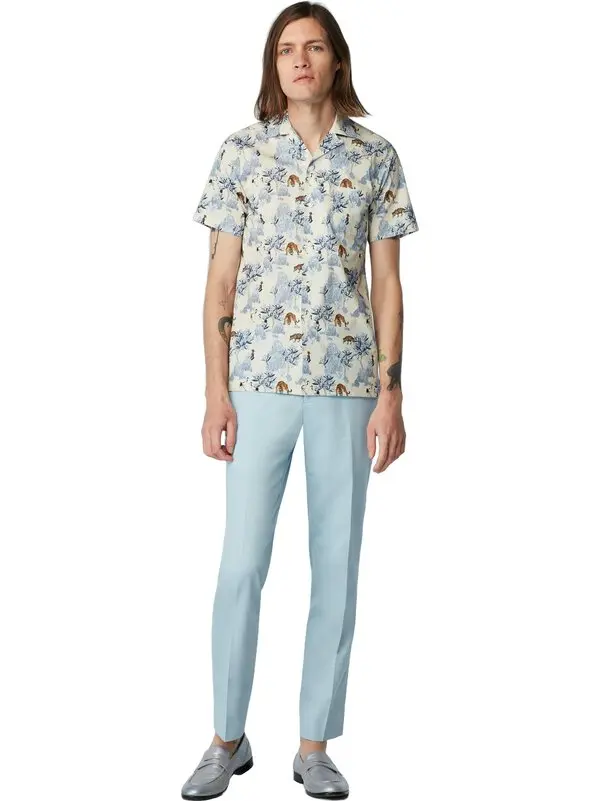 INDOCHINO Langford Animal Ink Print Camp Shirt - Ivory