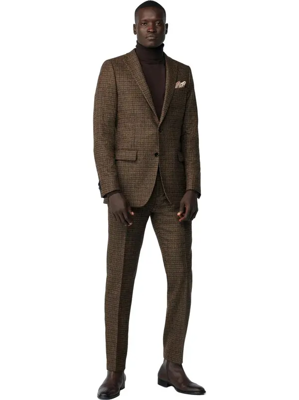 INDOCHINO Newbridge Tweed Wool Stretch Light Blazer - Brown