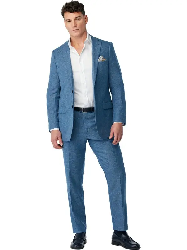 INDOCHINO Marche Wool Blend Stretch Suit - Blue