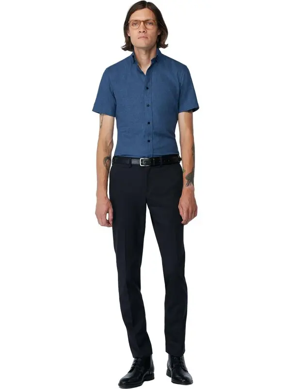 INDOCHINO Glynn Brushed Melange Casual Shirt - Navy