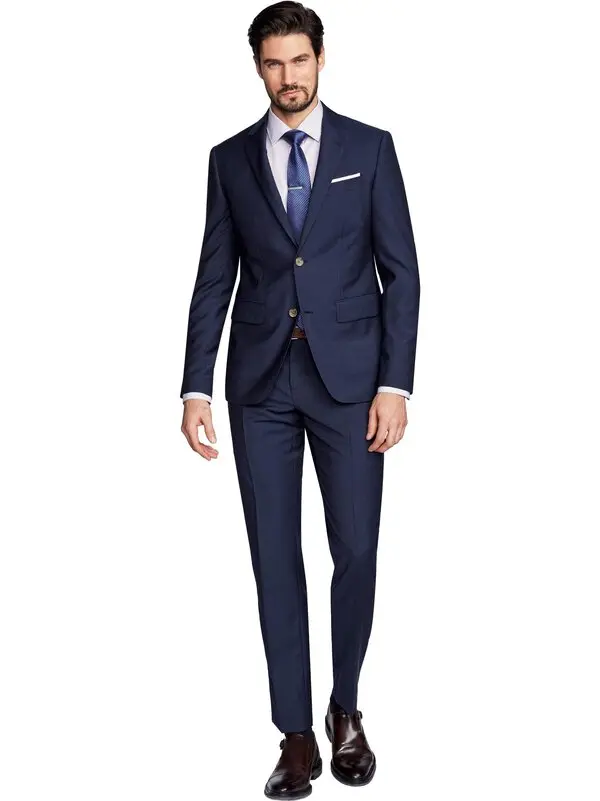 INDOCHINO Hamilton Sharkskin Navy Blazer - Blue