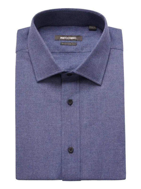 INDOCHINO Glynn Brushed Melange Shirt - Navy