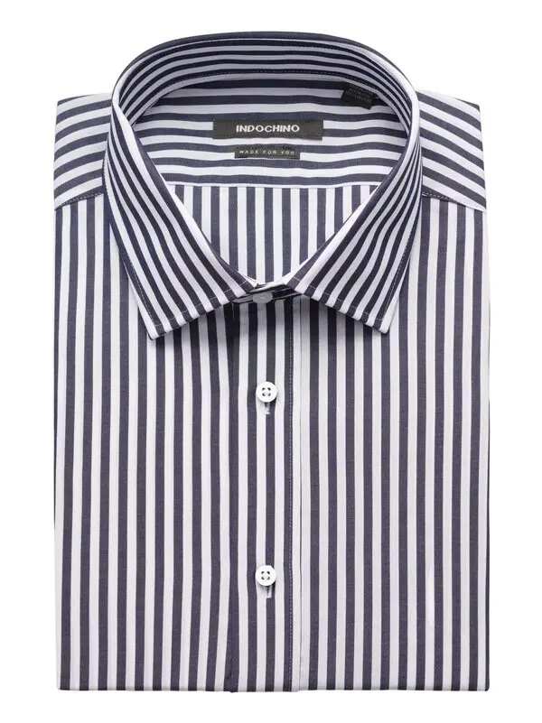 INDOCHINO Hunton Stripe Midnight Shirt - Blue