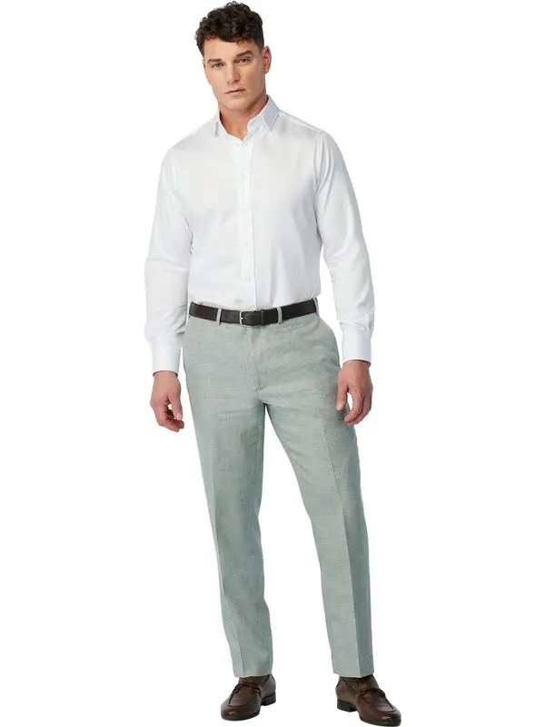 INDOCHINO Ockbrook Ramie Wool Houndstooth Pants - Teal