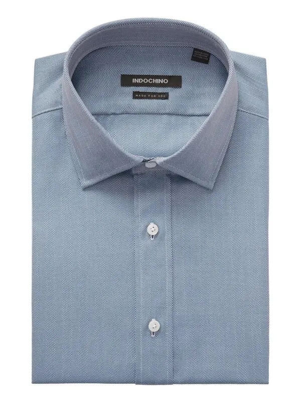 INDOCHINO Hyde Herringbone Stone Shirt - Blue