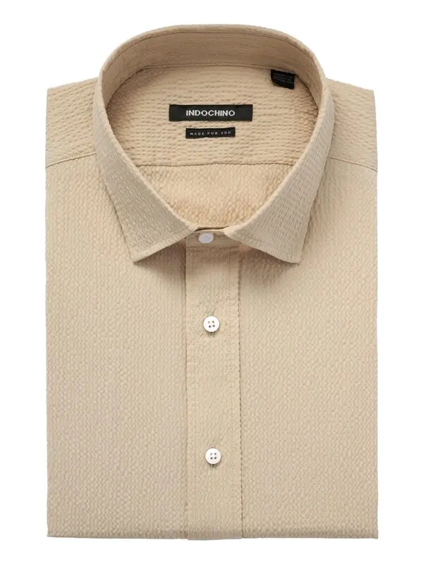 INDOCHINO Oakington Seersucker Shirt - Sand