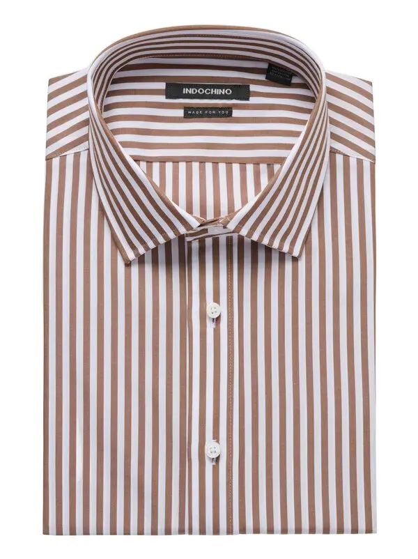 INDOCHINO Hunton Stripe Shirt - Brown