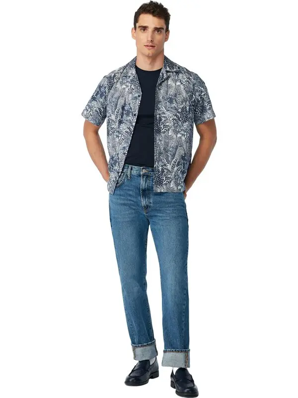 INDOCHINO Oyne Floral Print Camp Shirt - Navy