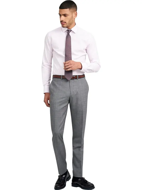 INDOCHINO Tailored Sharkskin Wool Pants - Gray
