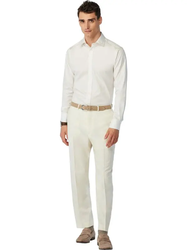 INDOCHINO Stockport Wool Linen Tailored Pants - Cream