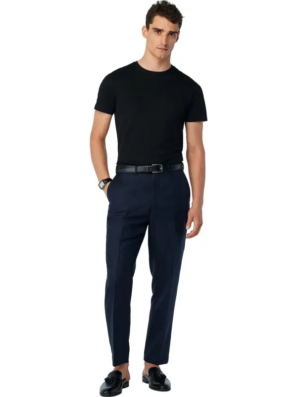 INDOCHINO Modica Herringbone Wool Trousers - Navy