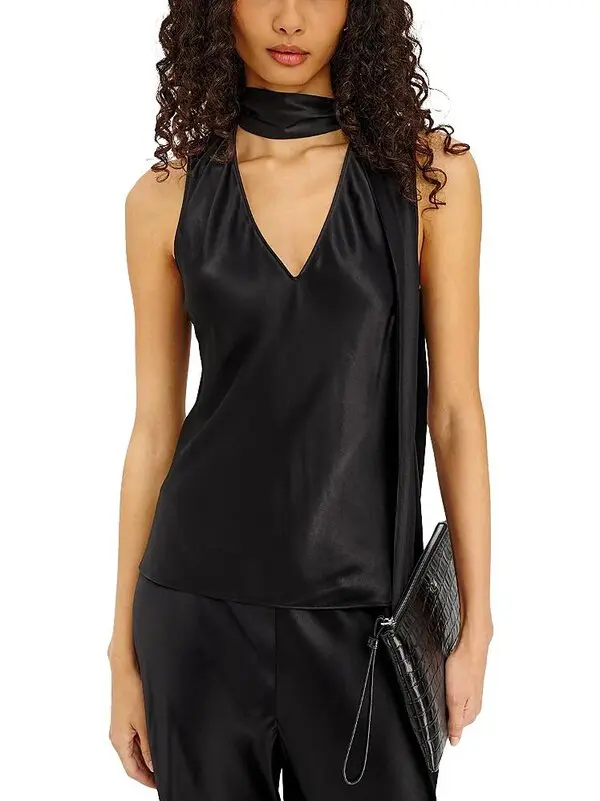 Rails Sleeveless Scarf Top - Black