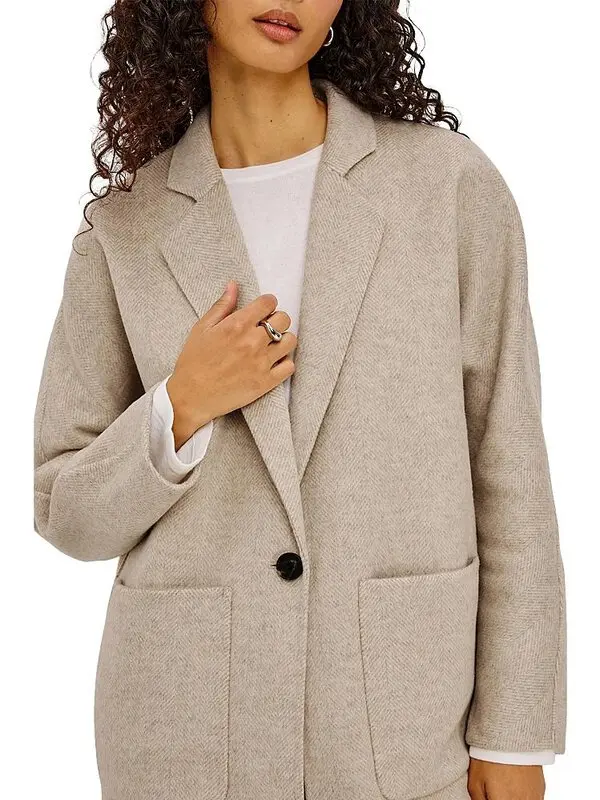 Rails Everest Notched Collar Coat - Oat Herringbone