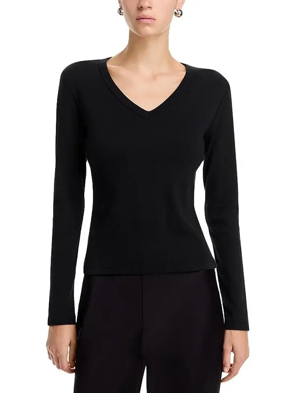 LESET Nando Slim V Neck Top - Black