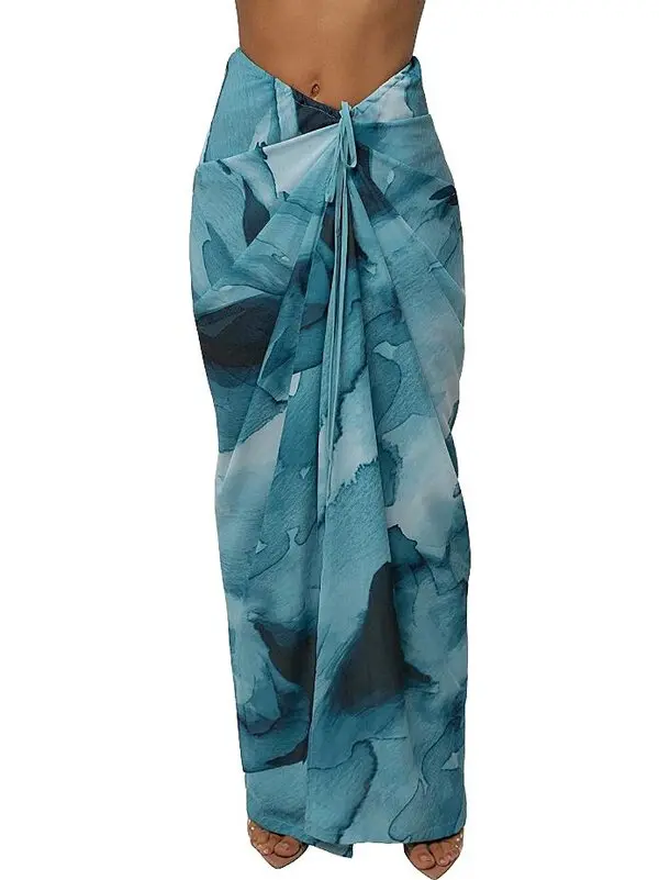 JLUXLABEL Abstract Noelia Printed Maxi Skirt - Blue