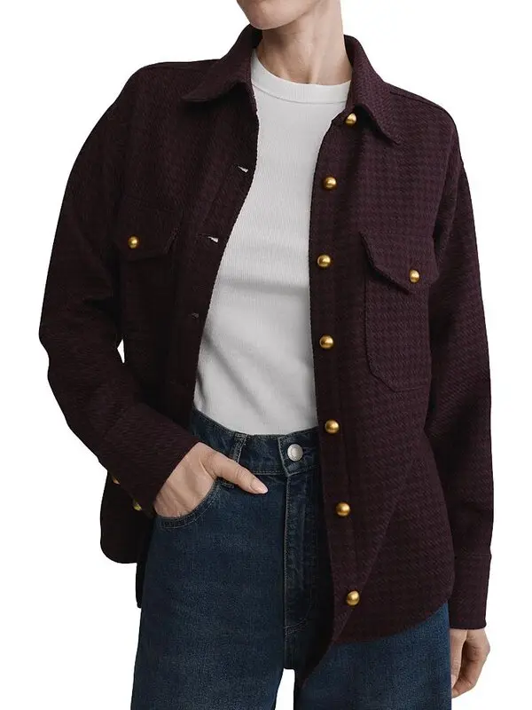 DL1961 Overshirt - Malbec Houndstooth