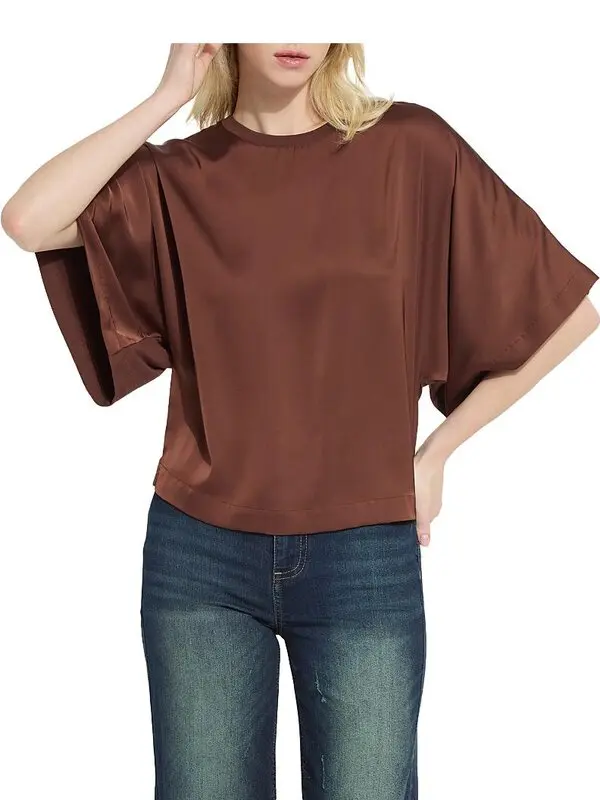 Lyssé Ginger Mixed Media Dolman Sleeve Top - Maple