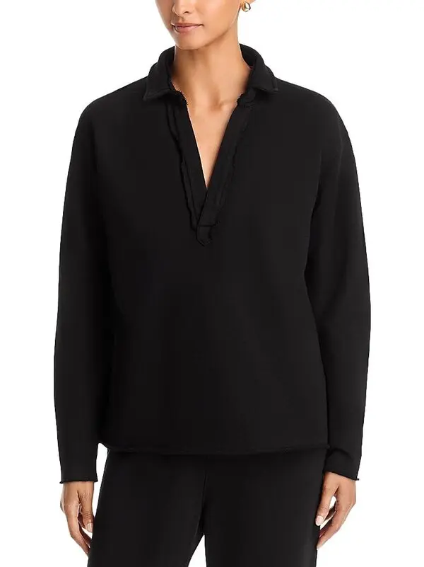 Frank & Eileen Patrick Cotton Collared Sweatshirt - Black