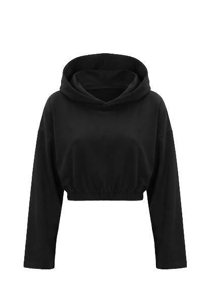 Rick Owens Cropped Cotton Jersey Hoodie - Black