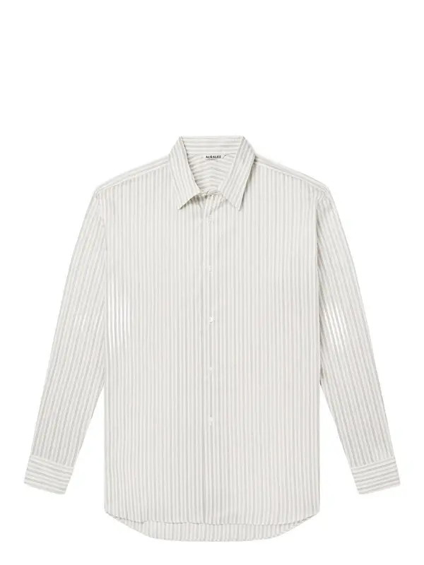 Auralee Striped Cotton And Silk-blend Shirt - Neutrals